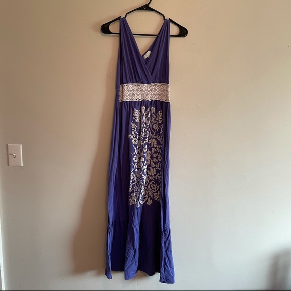 Currants | Dresses | Currants Purple Maxi Dress Flowers Lace | Poshmark